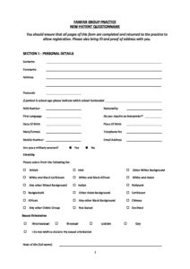 New Patient Questionnaire – Fairfax Group Practice